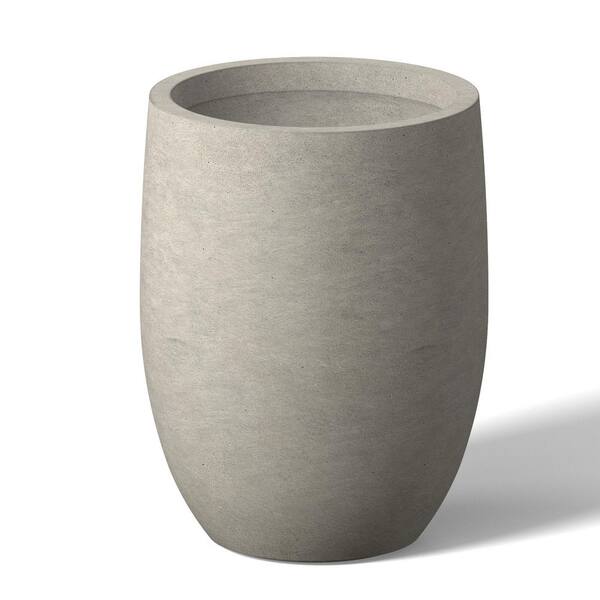 Sapcrete 9.5 in. Medium Light Gray (Enhanced Interior) Concrete Round Planter / Pot with ...