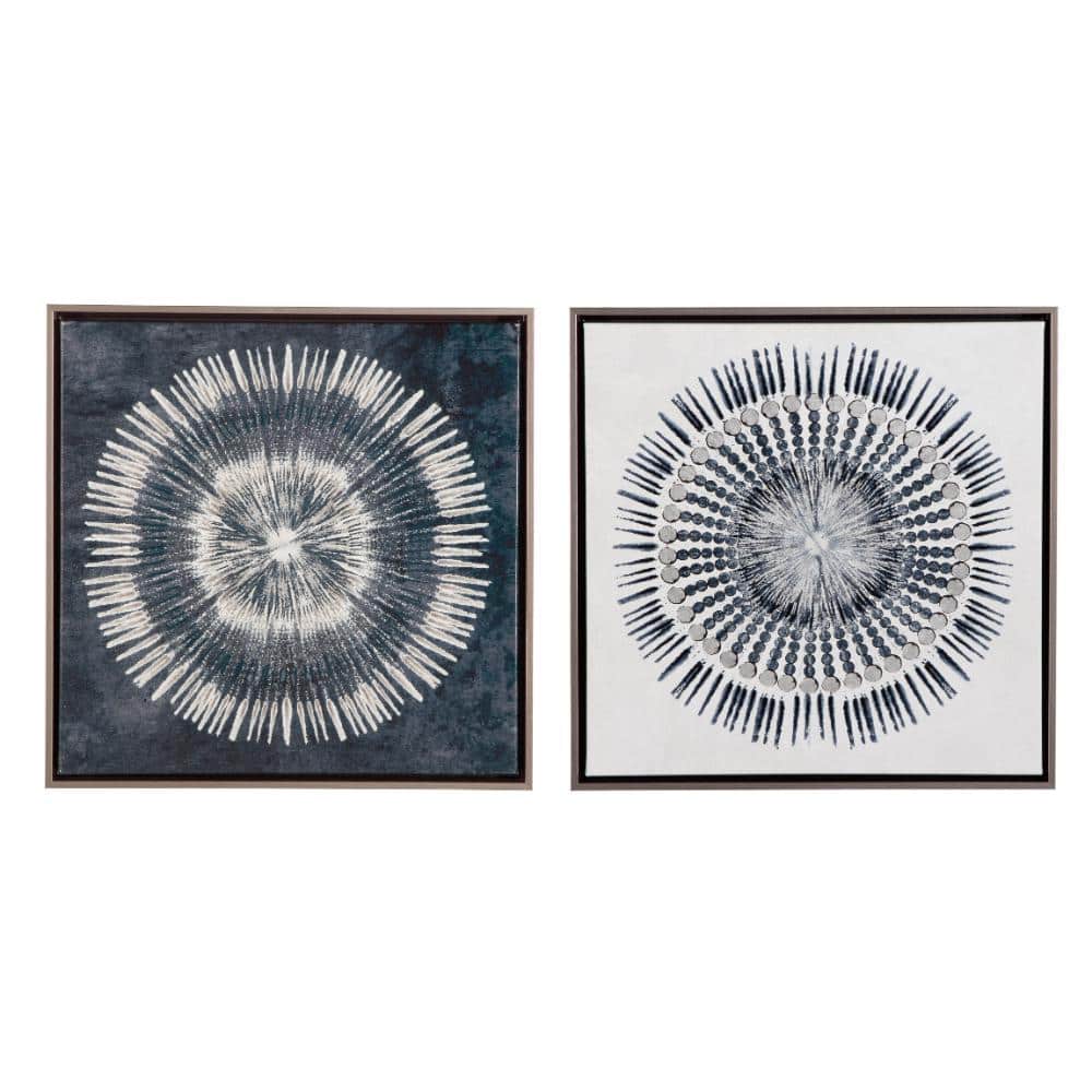 Benjara Blue and White Wooden Framed Circular Orientation Gallery Wall ...