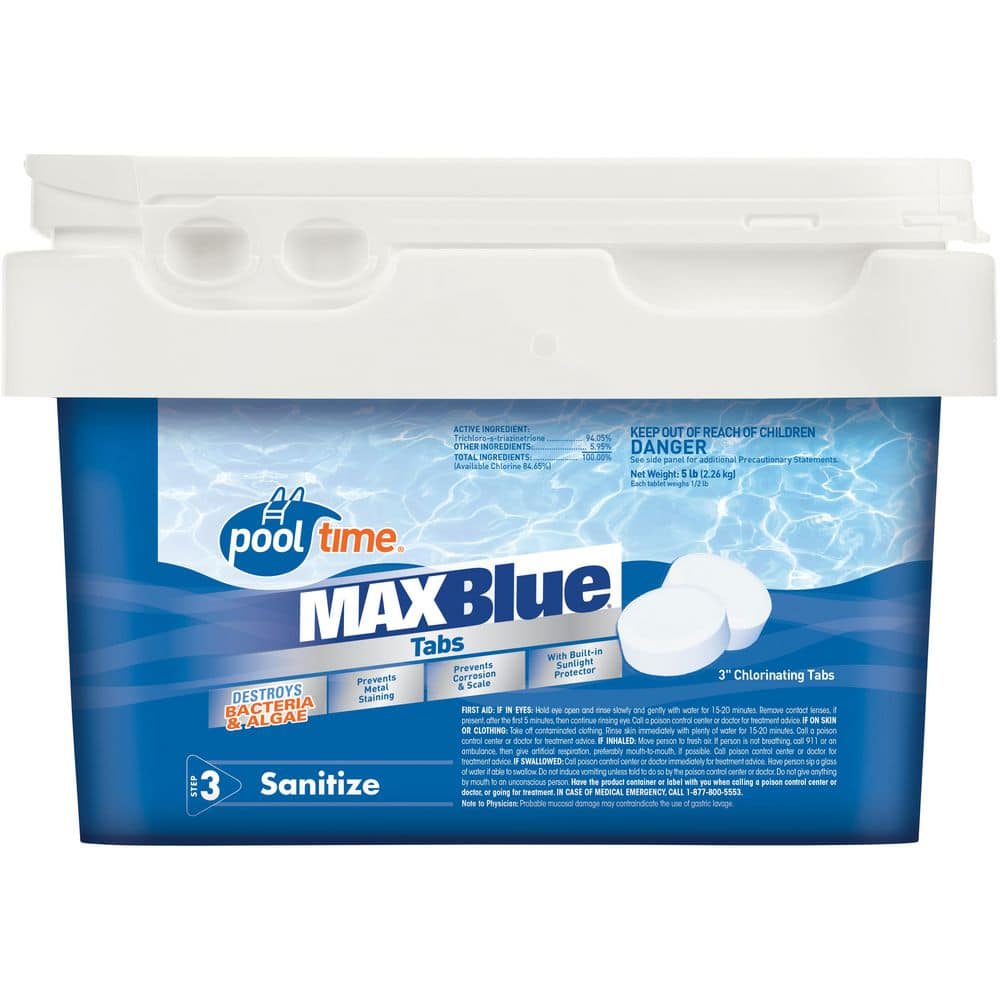 Pool Time Chlorinating MAXBlue 5 lbs. 3 in. Tablets 22838PTM - The Home ...