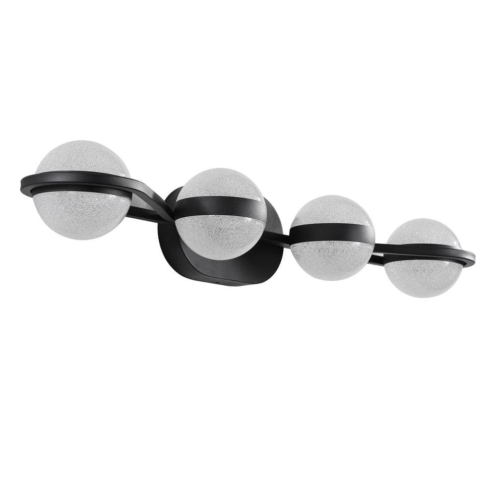 VEVETTA 29.5 in. Modern Black Bathroom Vanity Light, 4-Light LED Globe ...