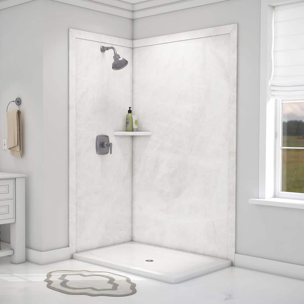 FlexStone Elegance 36 in. x 48 in. x 80 in. 7-Piece Easy up Adhesive ...