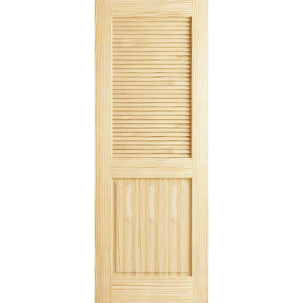 Frameport 32 in. x 80 in. Classic Louver/Panel Solid Wood Pine Wood ...