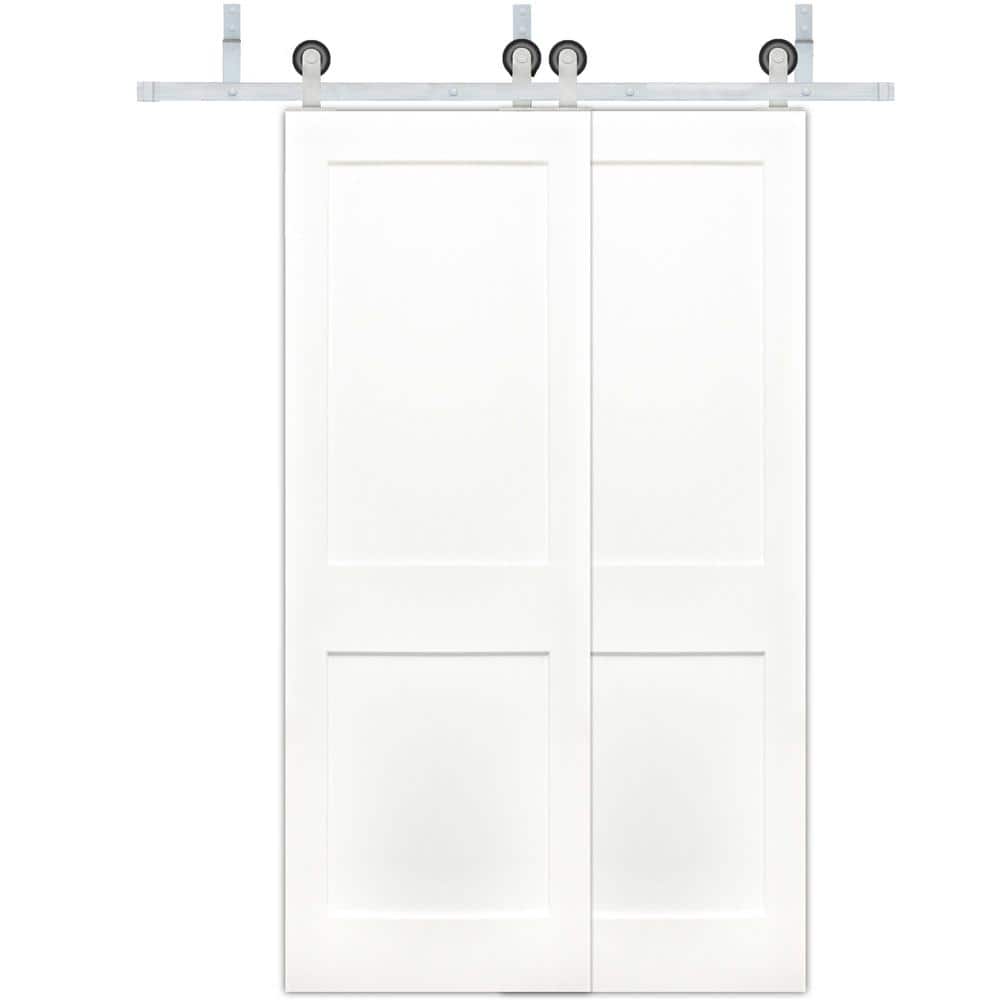 Pacific Entries 48 in. x 80 in. Bypass Shaker 2-Panel Solid Core Prime ...