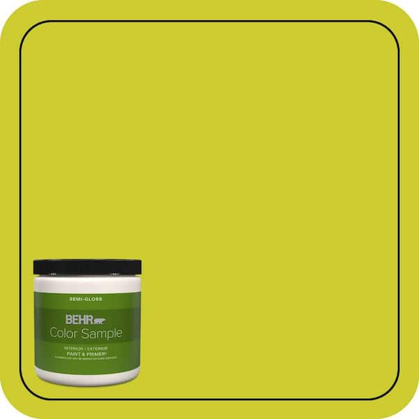 BEHR PREMIUM PLUS 8 oz. #S-G-400 Lime Pop Semi-Gloss Interior/Exterior ...