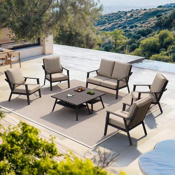 PURPLE LEAF 7 Piece Patio Furniture Set w/ Thick Cushions Metal Patio ...