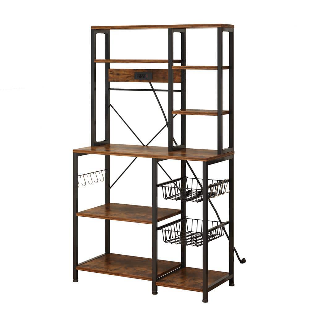 Karl home Brown 5+-Shelf Metal 38.12 in. W Baker's Rack 302558810194 - The Home Depot