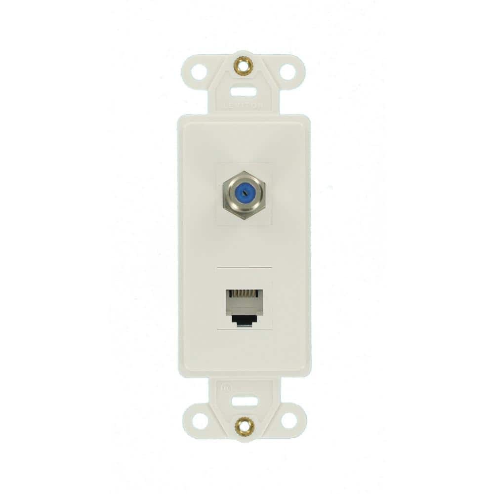 Leviton Decora 1-Gang 2-Port White QuickPort Phone/Cable Plastic Insert ...