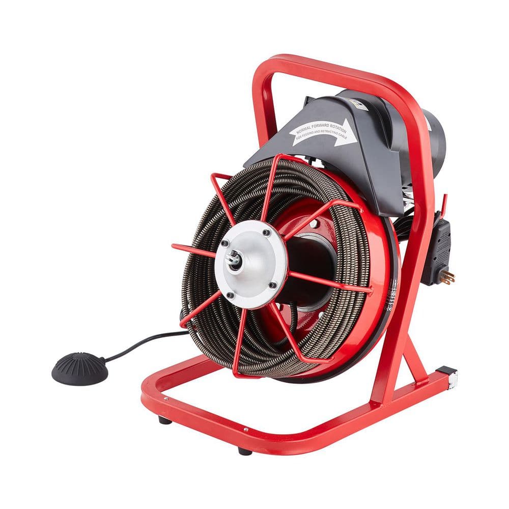 SKYSHALO 75 ft. x 3/8 in. Drain Cleaning Machine 250W Electric Drain ...