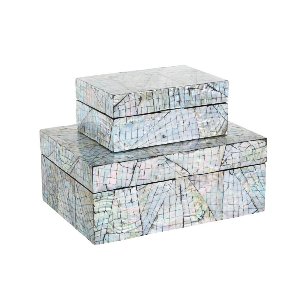 Litton Lane Rectangle Mother of Pearl Shell Handmade Angular Mosaic ...