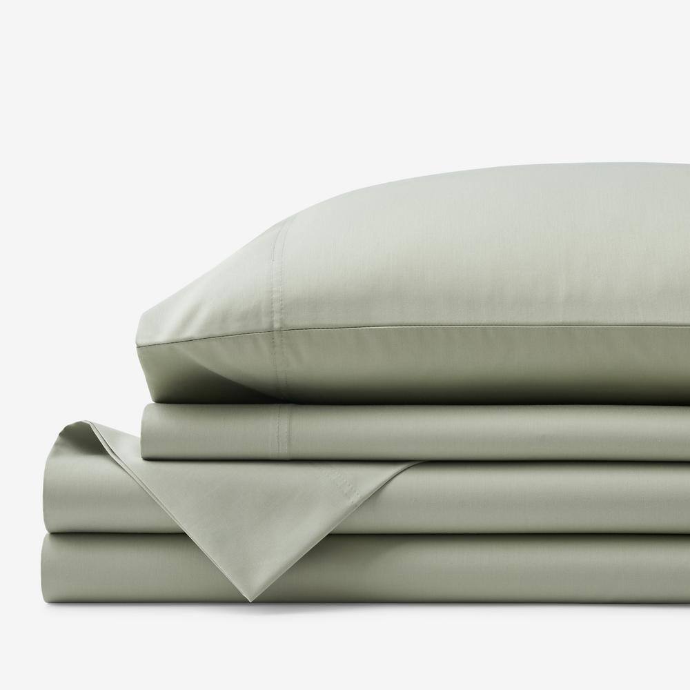 The Company Store Company Cotton Laurel Green Wrinkle-Free Sateen Twin ...