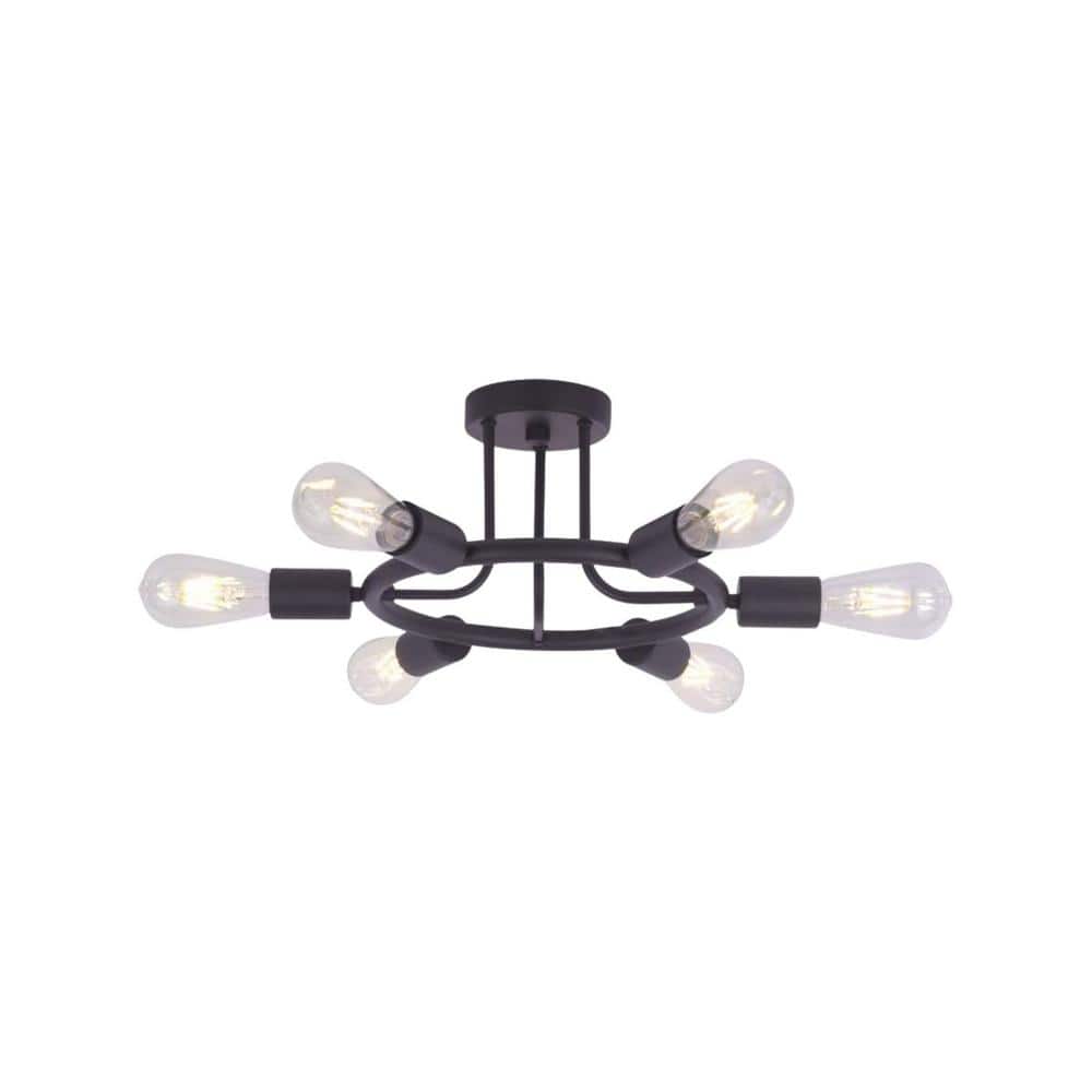 Sunpez 26 in. W 6-Light Bronze Semi Flush Mount Ceiling Light Sputnik ...