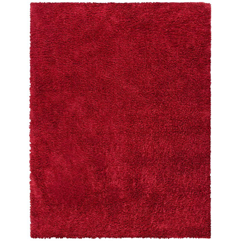 SAFAVIEH August Shag Red 9 ft. x 12 ft. Solid Area Rug AUG200Q-9W - The ...