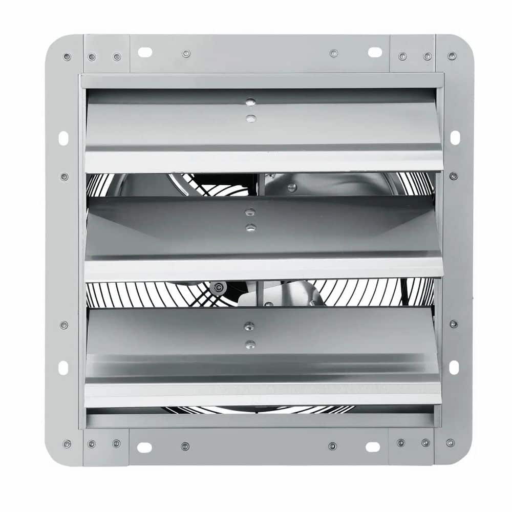 Silver 12 in. 1000CFM Aluminum Wall Mount Shutter Exhaust Fan with AC ...