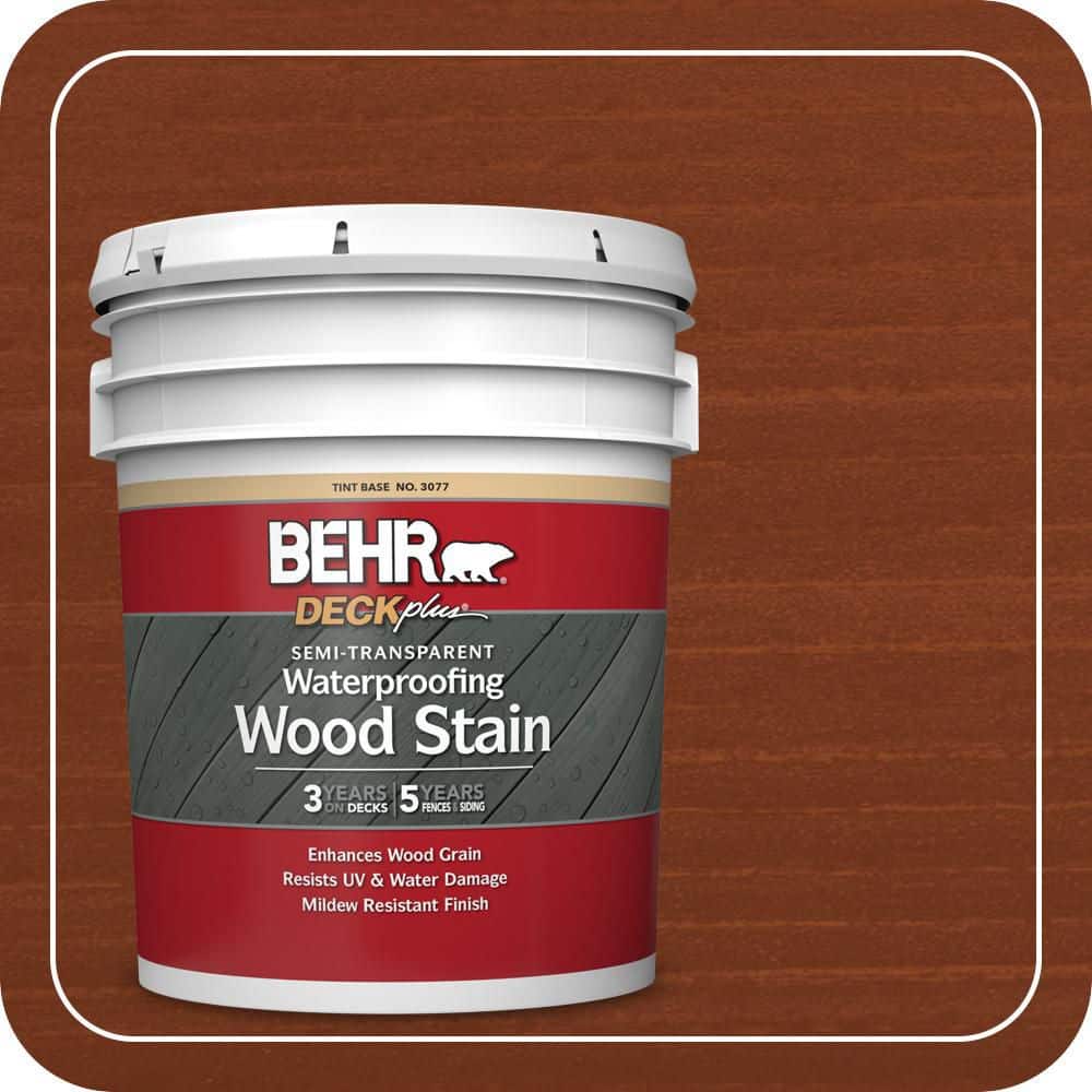BEHR DECKplus 5 gal. #ST-330 Redwood Semi-Transparent Waterproofing ...