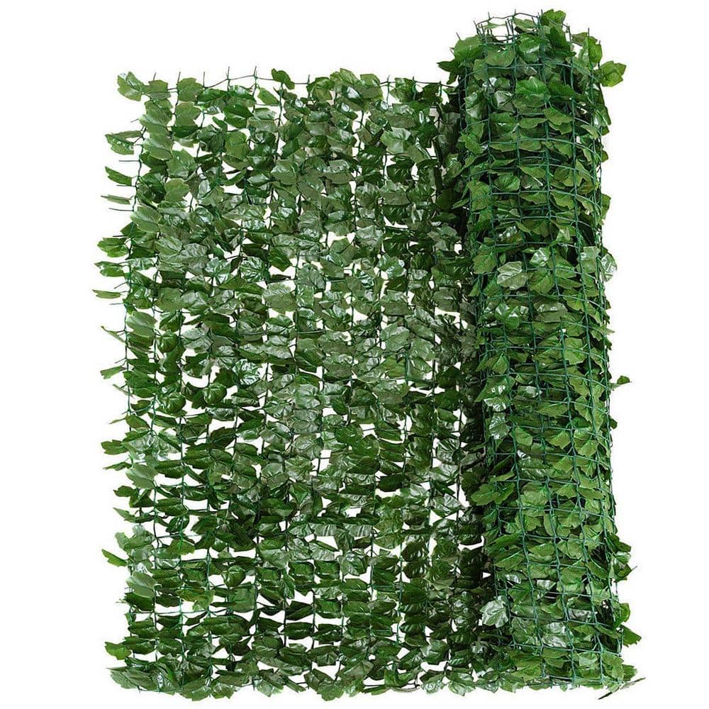 ANGELES HOME 40 in. x 95 in. Green Plastic PE Faux Ivy Leaf Privacy ...