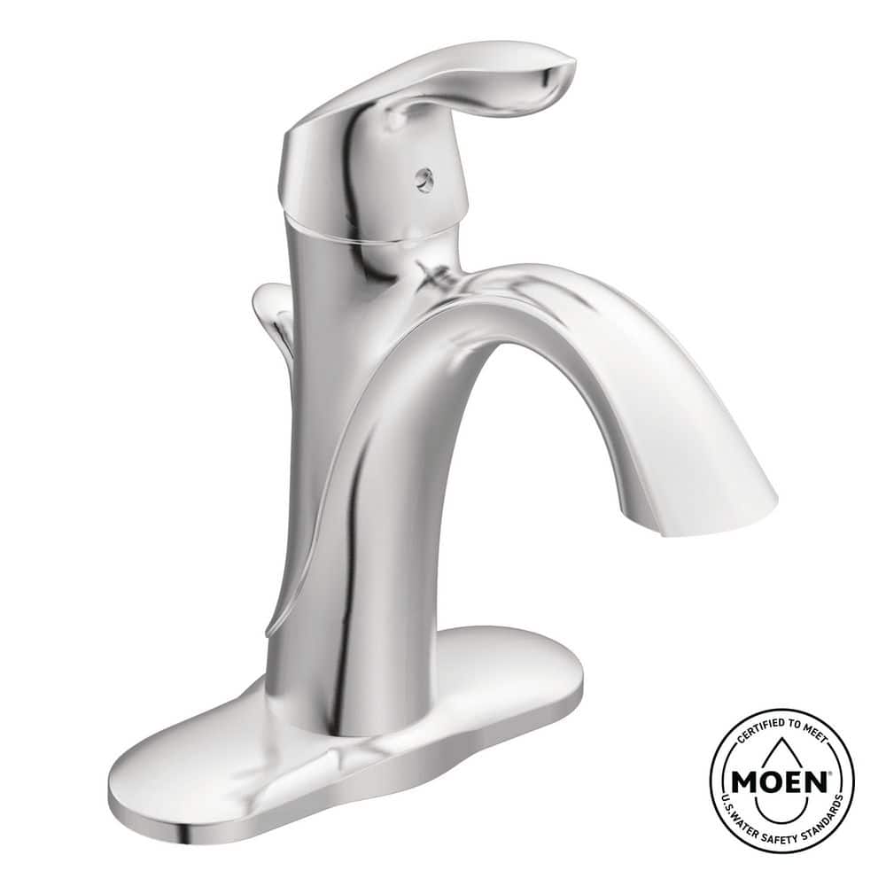 MOEN Eva Single Hole Single-Handle High-Arc Bathroom Faucet in Chrome ...