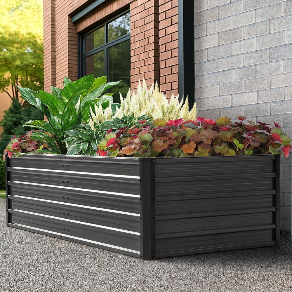 Nuu Garden 71 in. L x 35 in. W x 22 in. H Metal Galvanized Rectangular ...