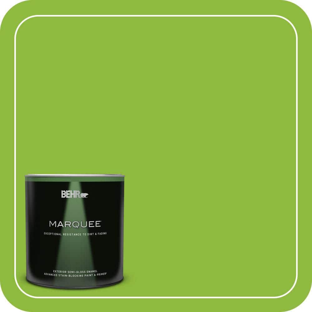 BEHR MARQUEE 1 qt. #S-G-420 Limeade Semi-Gloss Enamel Exterior Paint ...