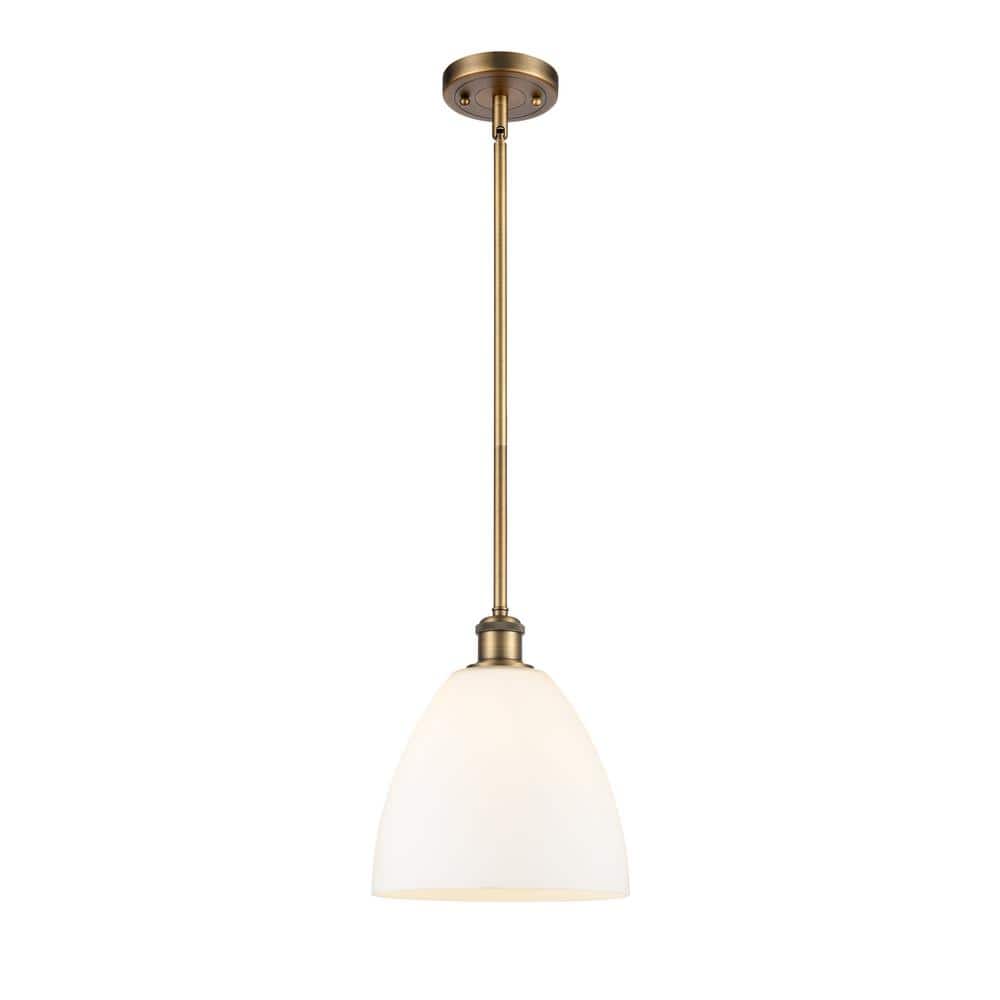 Innovations Bristol Glass 100-Watt 1-Light Brushed Brass Shaded Mini ...
