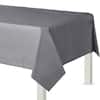 Amscan 54 in. x 108 in. Silver Flannel-Backed Vinyl Table Cover (2 ...