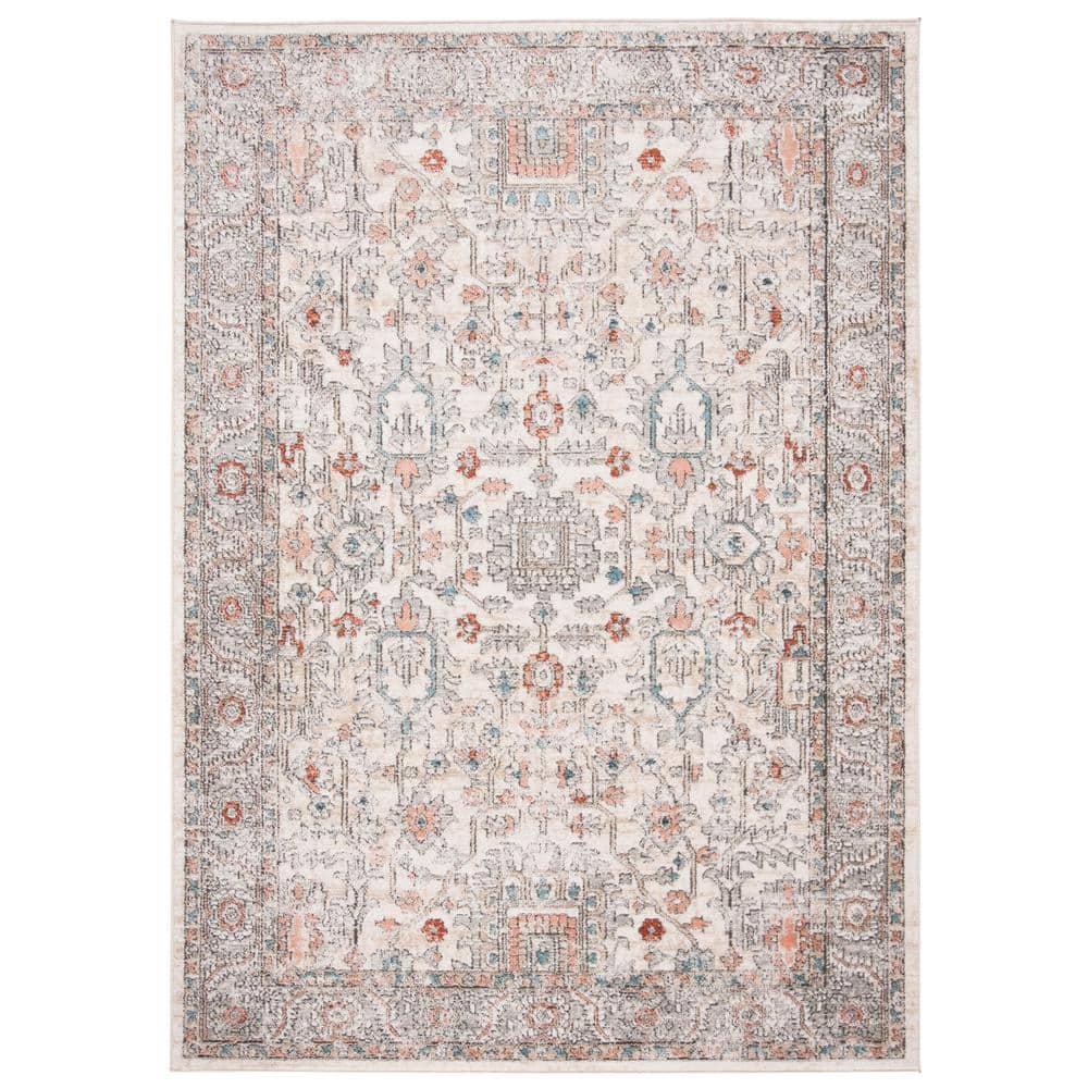 SAFAVIEH Oregon Gray/Ivory 5 ft. x 8 ft. Distressed Border Area Rug ...