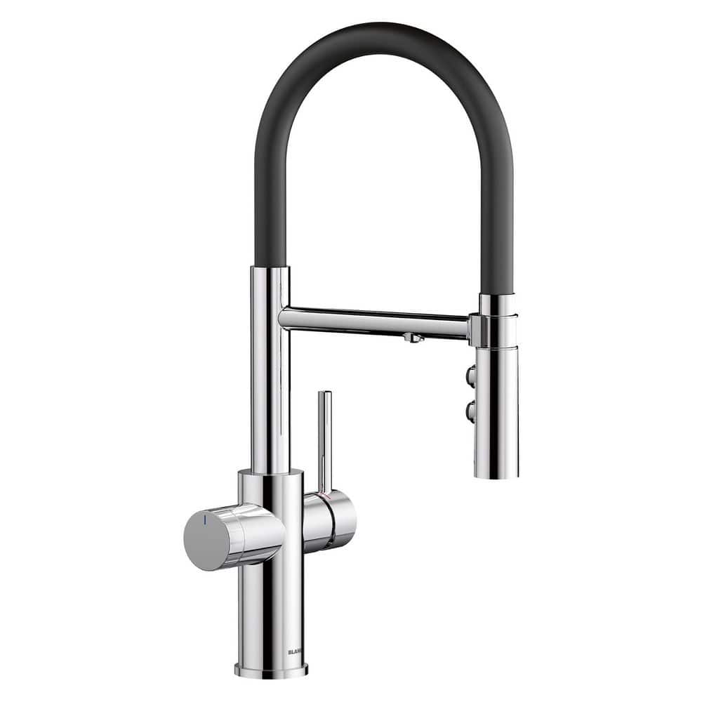 Blanco CATRIS Chrome 18.69 in. H Pull Down Sprayer Kitchen Faucet with ...