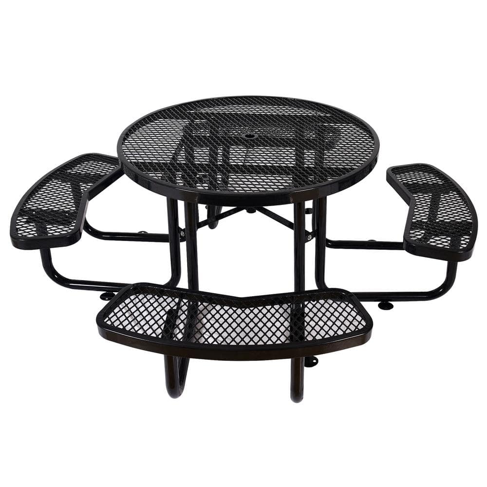 AUTMOON Metal Patio Dining Furniture, Heavy-Duty Outdoor Picnic Table ...
