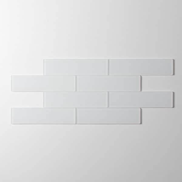 CRUZ BAY STUDIO 2 in. x 8 in. Soft Ivory Matte Glass Subway Tile Sample ...