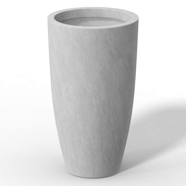 Sapcrete 13.5 in. Large Natural Gray(Enhanced Interior) Concrete Round Planter / Pot with ...