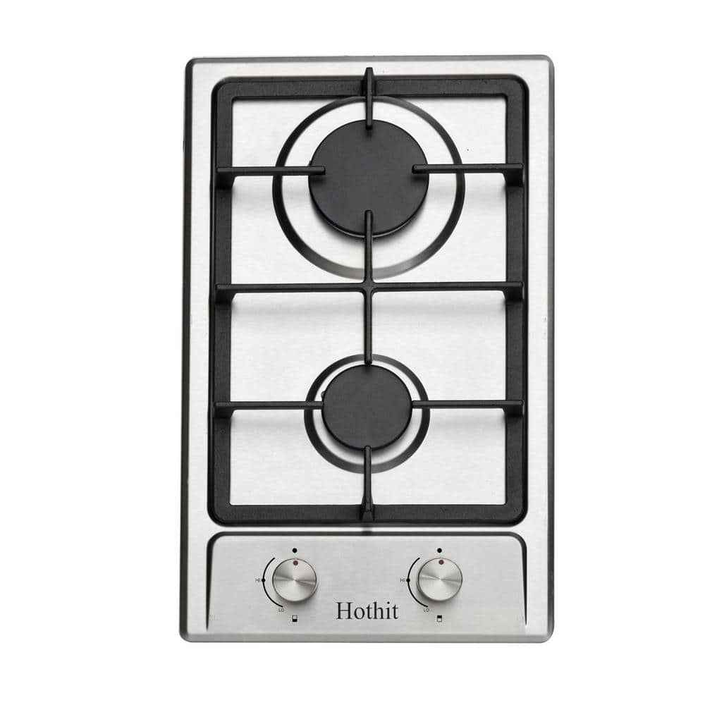 FUNKOL 12 in. 2-Burner Gas Cookto LPG/NG Dual Fuel Stainless Steel in ...