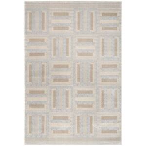 Nourison Nordic Ivory Blue 5 ft. x 7 ft. Geometric Contemporary Area ...