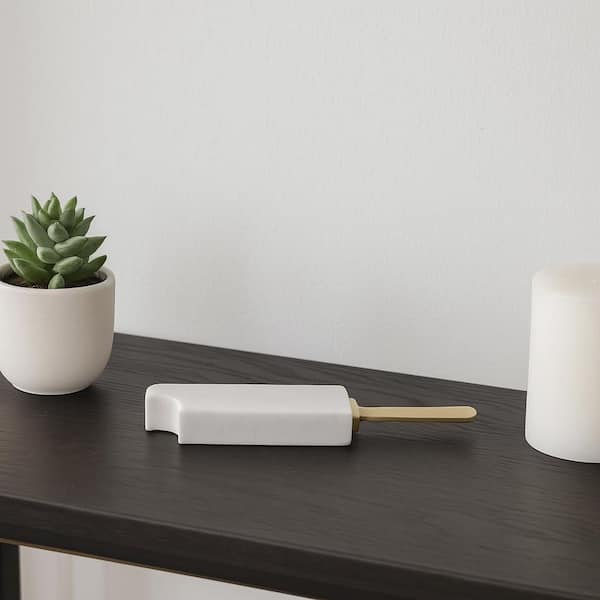 Liv & Skye White 13 in. x 2 in. Stone Bitten Popsicle Figurine 17780-01 - The Home Depot