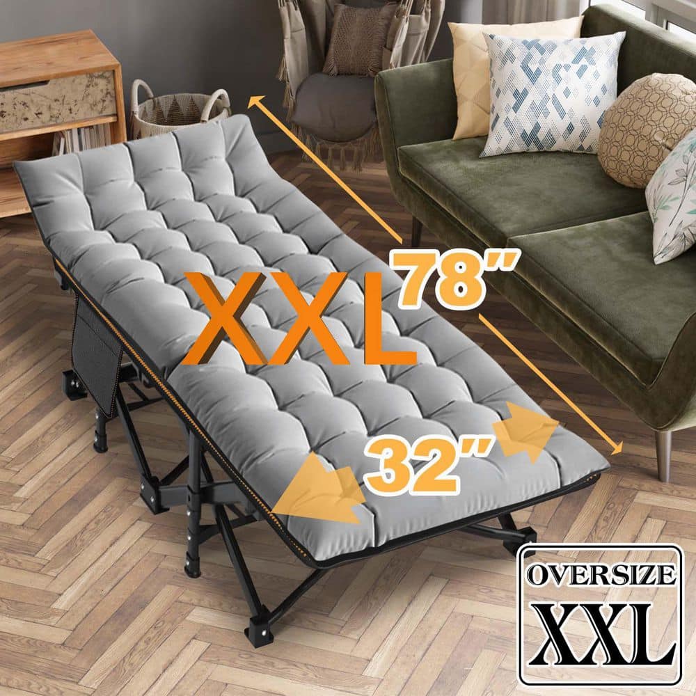 BOZTIY XXL Oversized Folding Camping Cot Heavy-Duty Sleeping Cots with ...