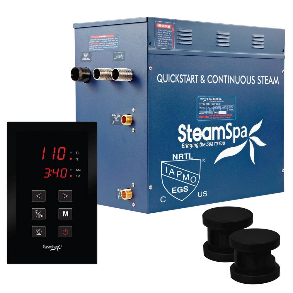 SteamSpa Oasis Series 12kW Steam Bath Generator Package with Continuous ...