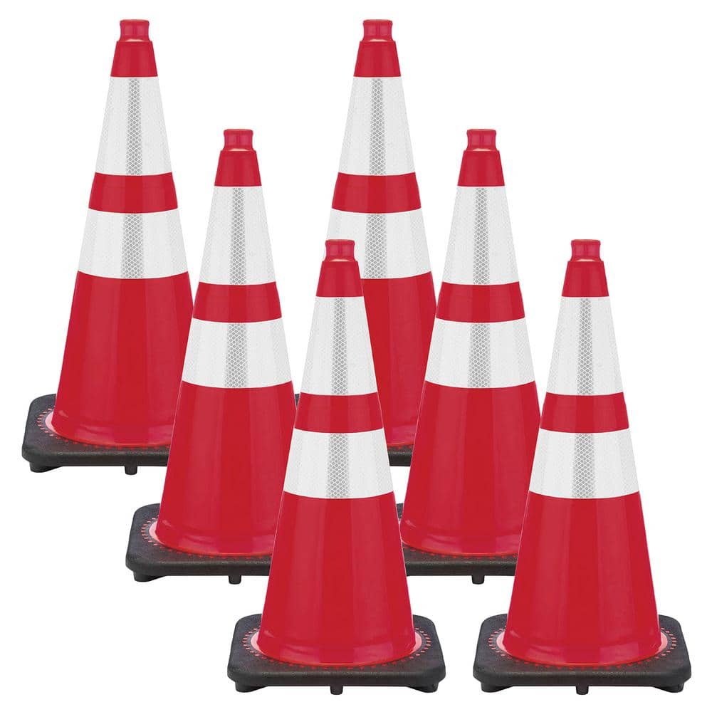 Mr. Chain 28 in. Red Reflective Traffic Cones (6-Pack) 97551-6 - The ...