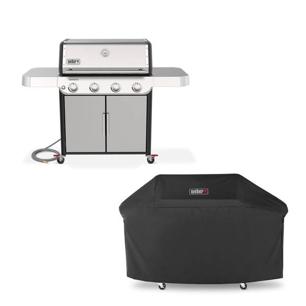 Weber Genesis S-415 4-Burner Natural Gas Grill in Stainless Steel with ...