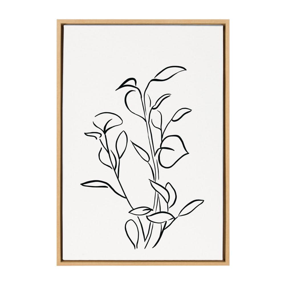 Kate and Laurel Sylvie Botanical Sketch Print No 2 in. 1-Piece Natural ...