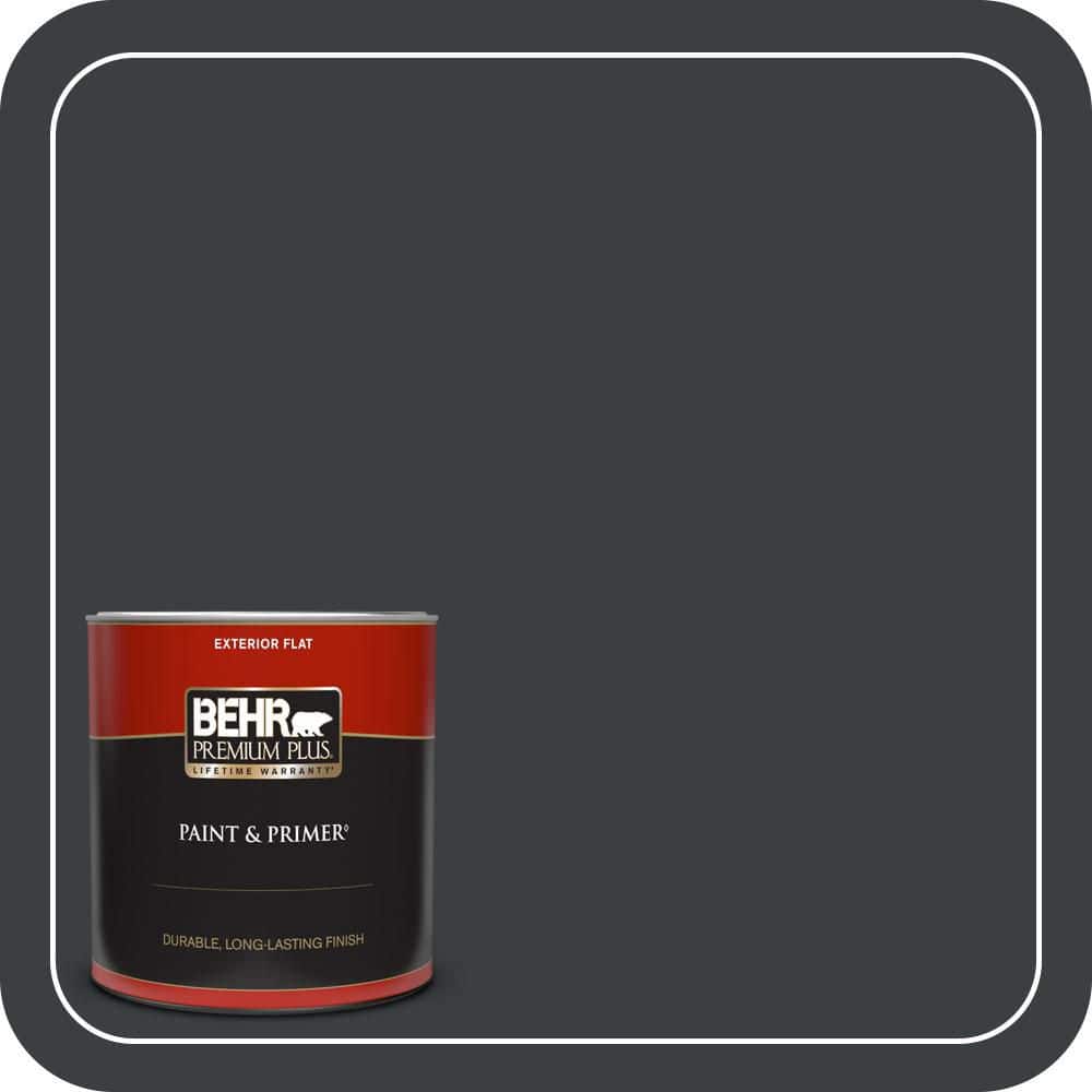 BEHR PREMIUM PLUS 1 qt. #ECC-25-3 Obsidian Stone Flat Exterior Paint ...