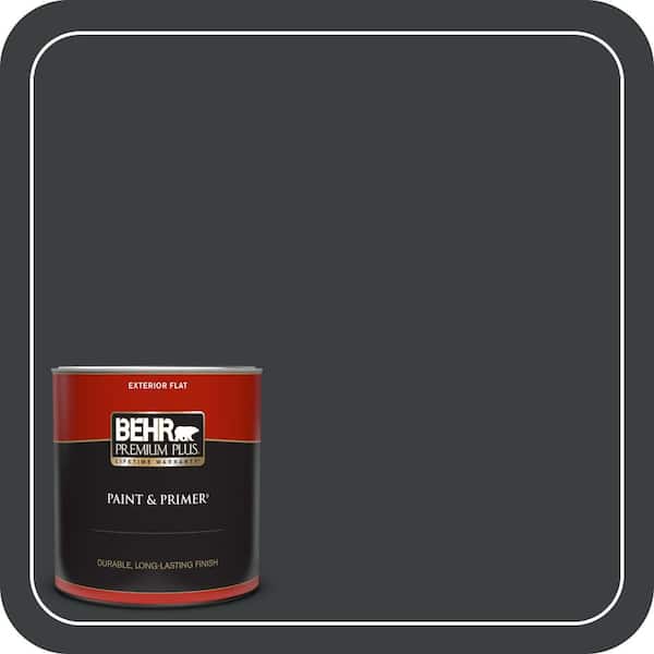 BEHR PREMIUM PLUS 1 qt. #ECC-25-3 Obsidian Stone Flat Exterior Paint ...