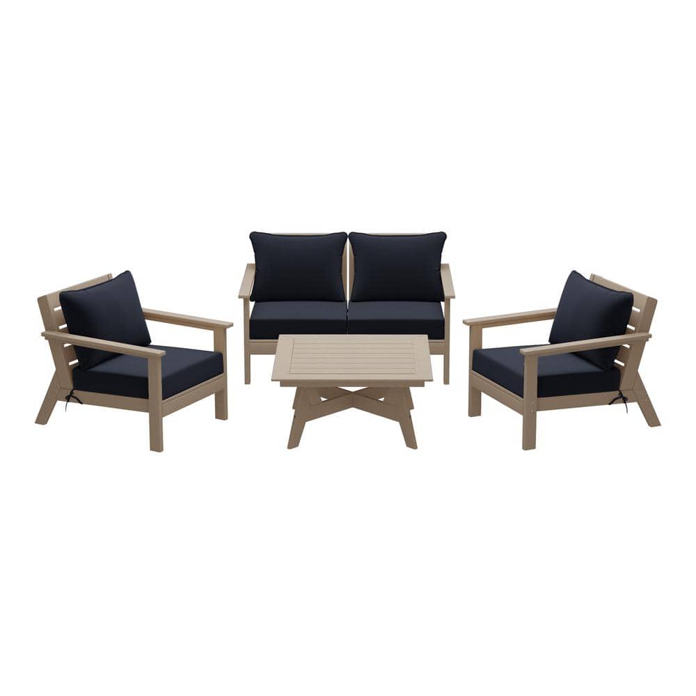 WESTIN OUTDOOR Birchwood Weathered Wood Arrangeable 5-Piece Outdoor ...