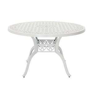 Clihome 47 in. Cast Aluminum Patio Round Dining Table with Umbrella ...