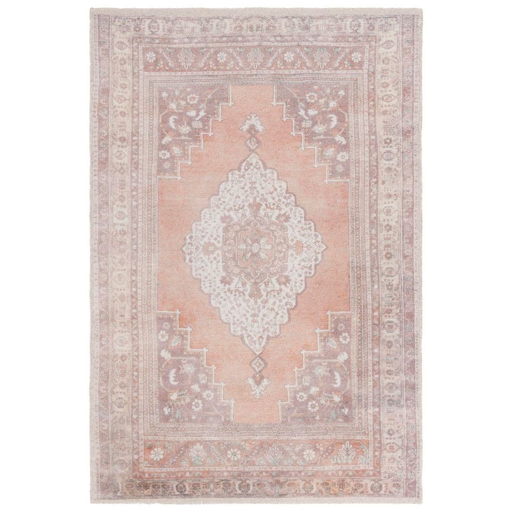 SAFAVIEH Classic Vintage 5 ft. x 8 ft. Ivory/Light Rust Faded Medallion ...