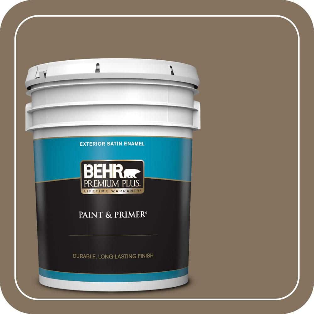 BEHR PREMIUM PLUS 5 gal. #BXC-05 Mudslide Satin Enamel Exterior Paint ...
