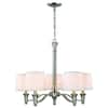 Hampton Bay 5-Light Brushed Nickel Chandelier with White Fabric Shades ...
