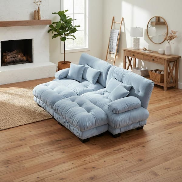 Homy Casa MINH 94.4 in. Pillow Arm 4-piece Chenille Modular Sectional ...