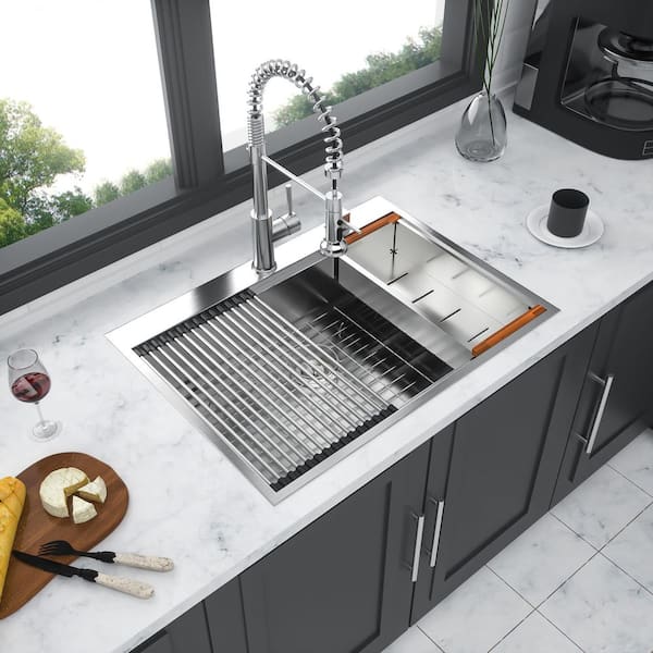 Reviews for MEDUNJESS TMS 33 in. L x 22 in. W Drop-in/Undermount Single ...