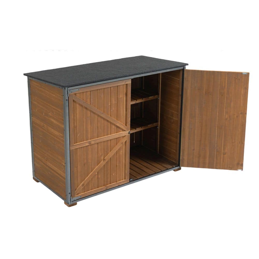 4 ft. W x 2 ft. D Wood Large Outdoor Storage Cabinet, Garden Tool Shed ...