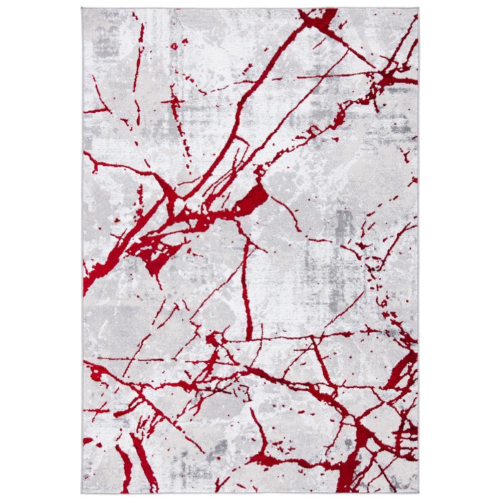 SAFAVIEH Amelia Gray/Red 8 ft. x 10 ft. Abstract Distressed Area Rug ...
