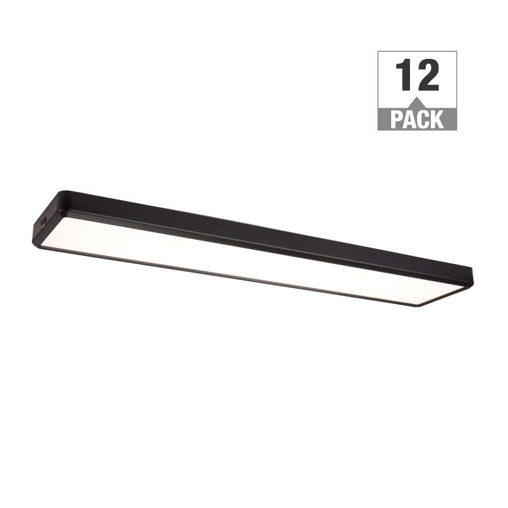 Commercial Electric 4 ft. x 10 in. Black Back-Lit LED Panel Light ...