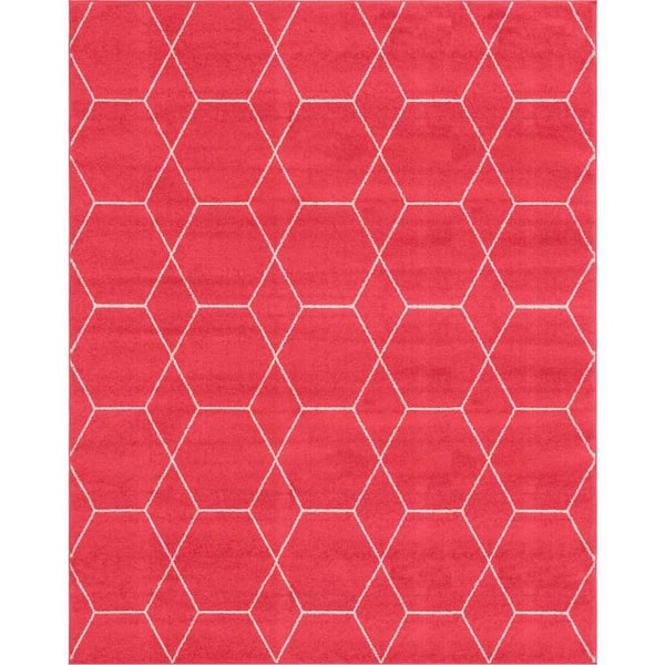 StyleWell Trellis Frieze Pink/Ivory 8 ft. x 10 ft. Geometric Area Rug ...